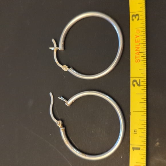 Jewelry | Inch Thin Sterling Silver Hoops | Poshmark